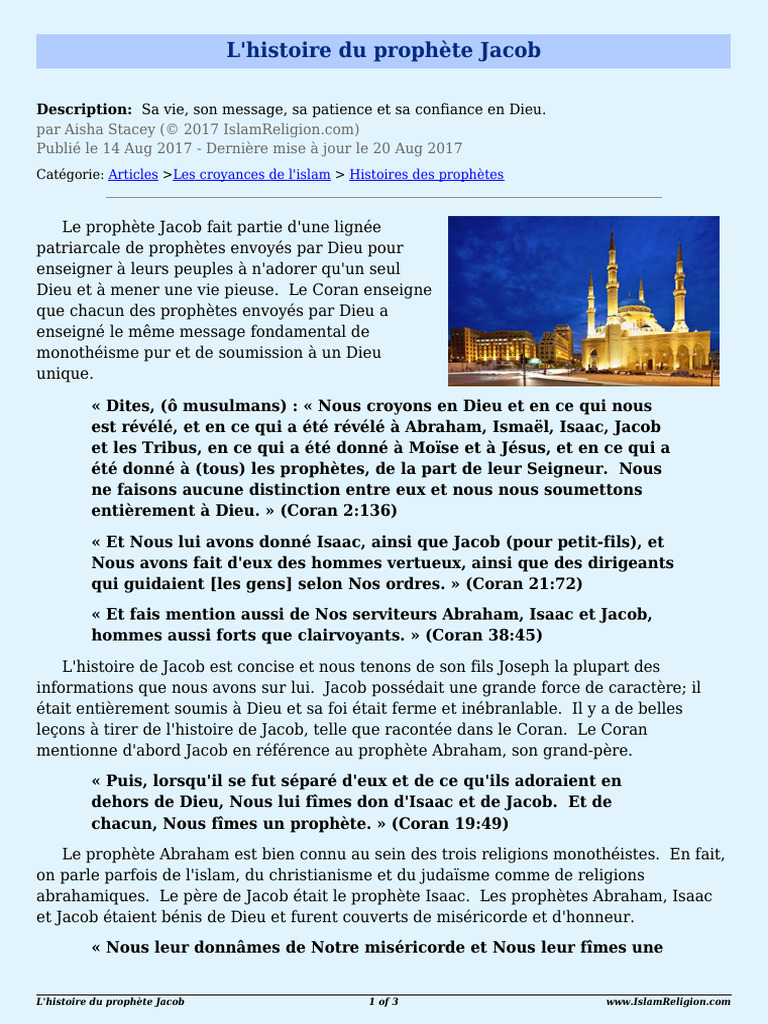 Story of Prophet Jacob 10811 FR | PDF | Jacob | Isaac