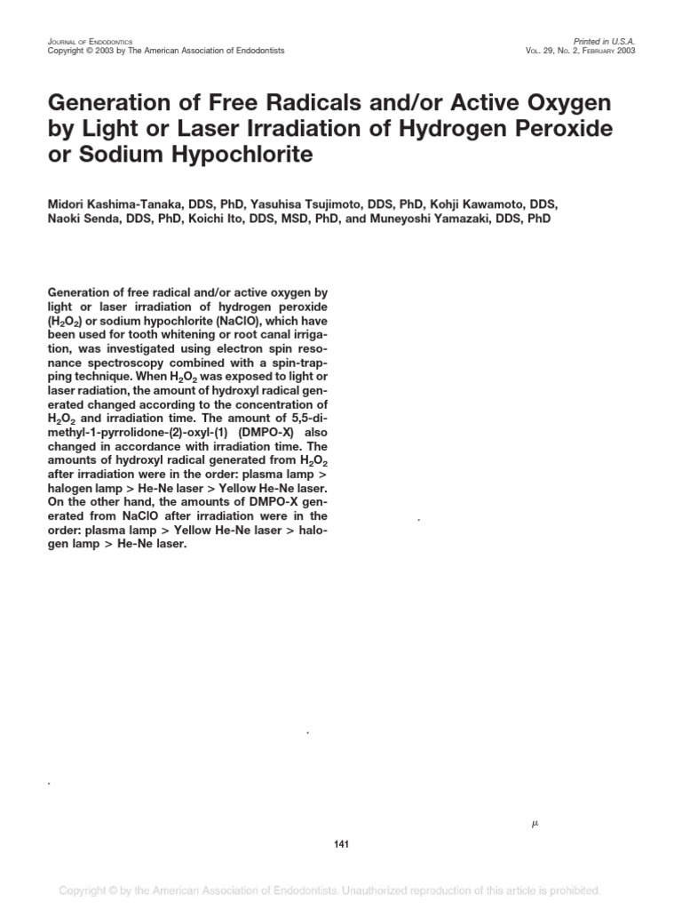 25 Generation of Free Radicals and or Active Oxygen by Light or Laser ...