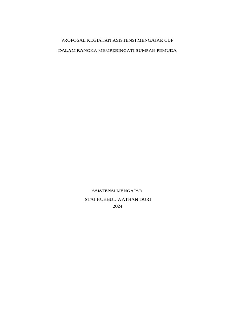 Proposal Kegiatan Asistensi Mengajar Cup | PDF
