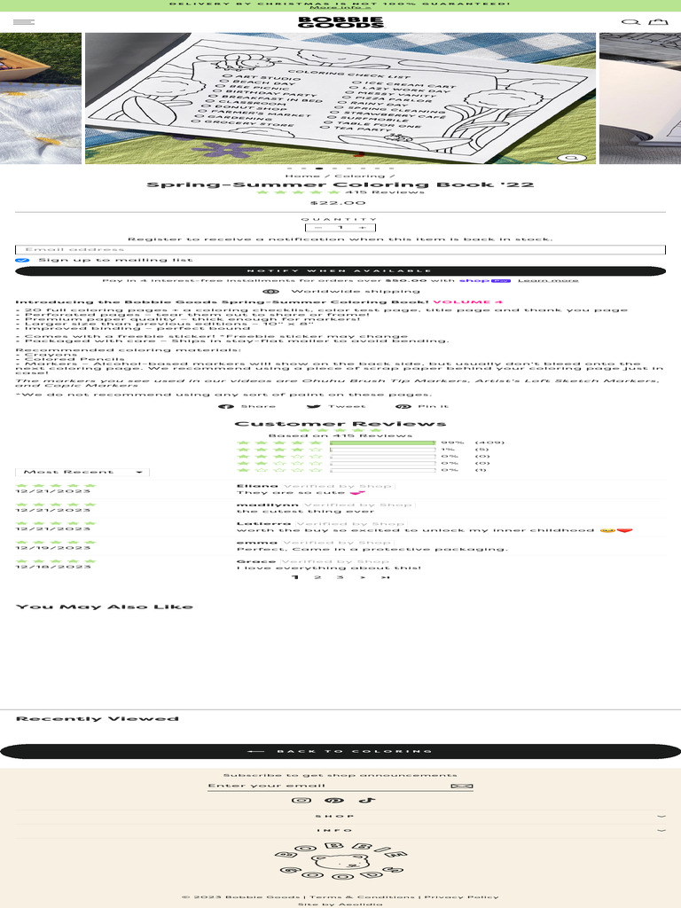 Spring-Summer Coloring Book '22 - Bobbie Goods | PDF | Coloring Book