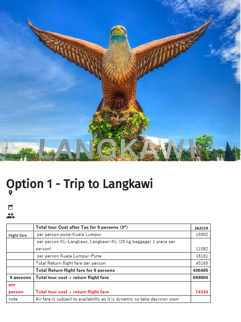 Option 1 - L Trip To Langkawi (1) - Yogesh Kurhe Sir X9A | PDF | Travel Visa