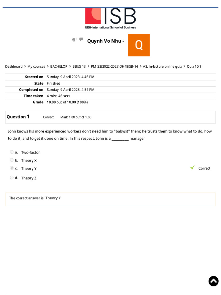 Quiz 10.1 - Attempt Review | PDF | Psychological Theories | Applied ...