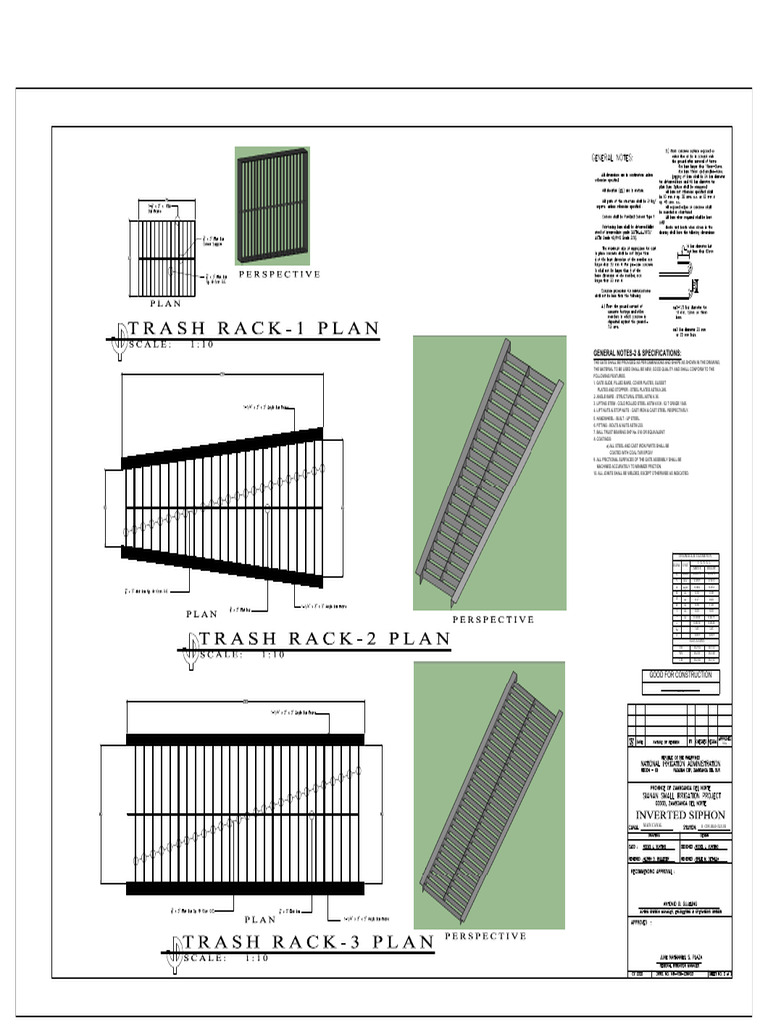 Plan of Trash Rack of Inverted Siphon Wastewatt and Inlet | PDF | Steel ...
