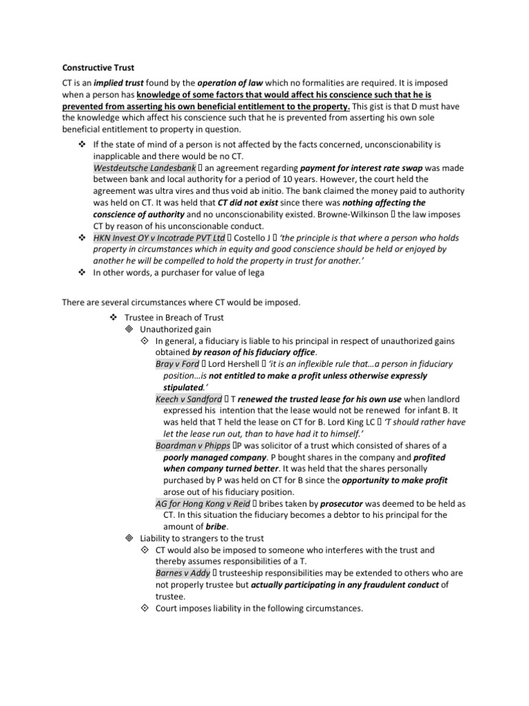 Constructive Trust | PDF | Law