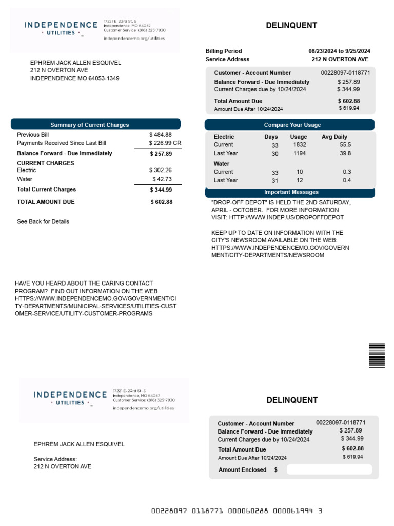 Independence MO Utility Bill Summary | PDF | Fee | World Wide Web