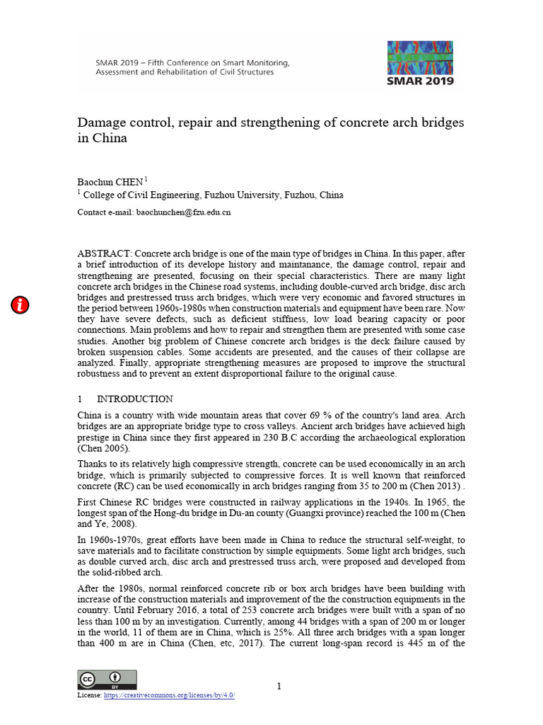 Damage Control, Repair and Strengthening of Concrete Arch Bridges in ...