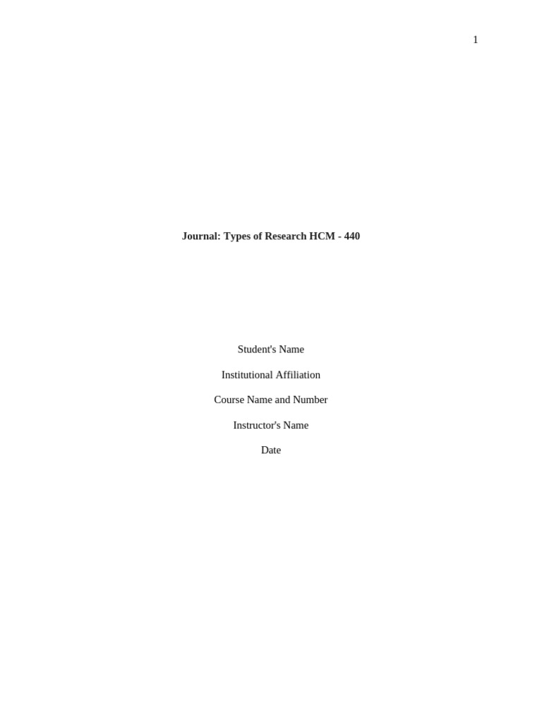 Journal: Types of Research HCM - 440 | PDF | Quantitative Research ...