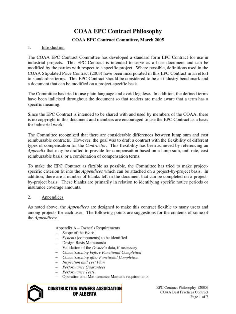 EPCM Contract Philosophy | General Contractor | Deductible