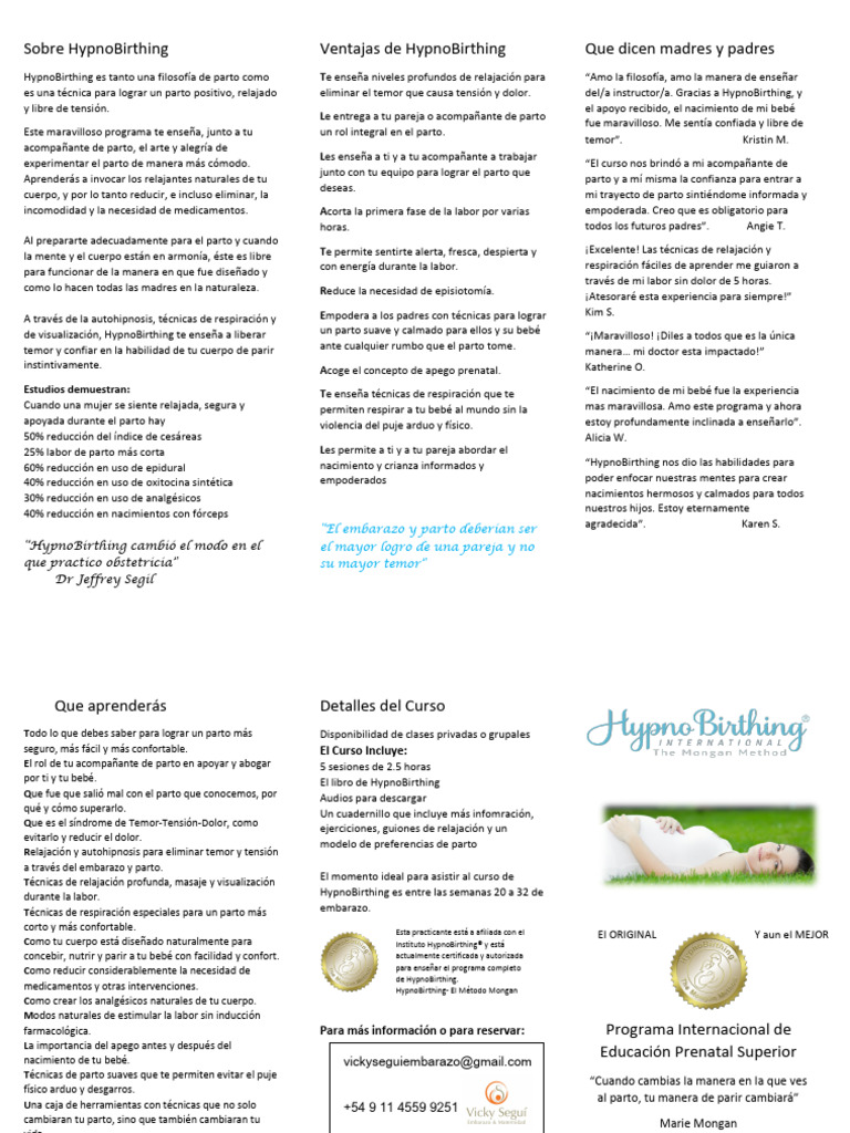 Sobre HypnoBirthing BROCHURE | PDF | Parto