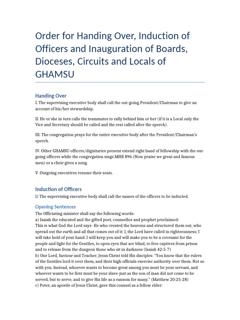GHAMSU Officer Induction Guide | PDF | God In Mormonism | Jesus