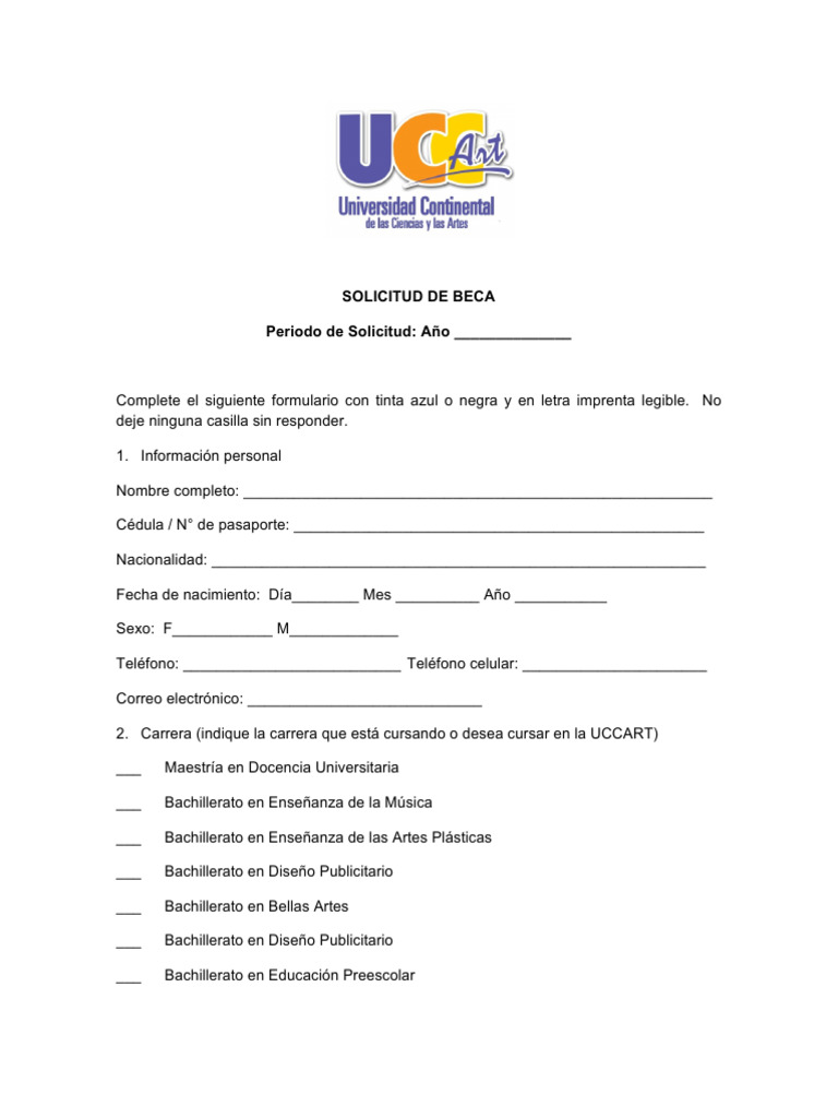 Formulario Beca 002 | PDF