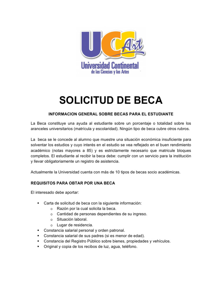 Formulario Beca 001 | PDF