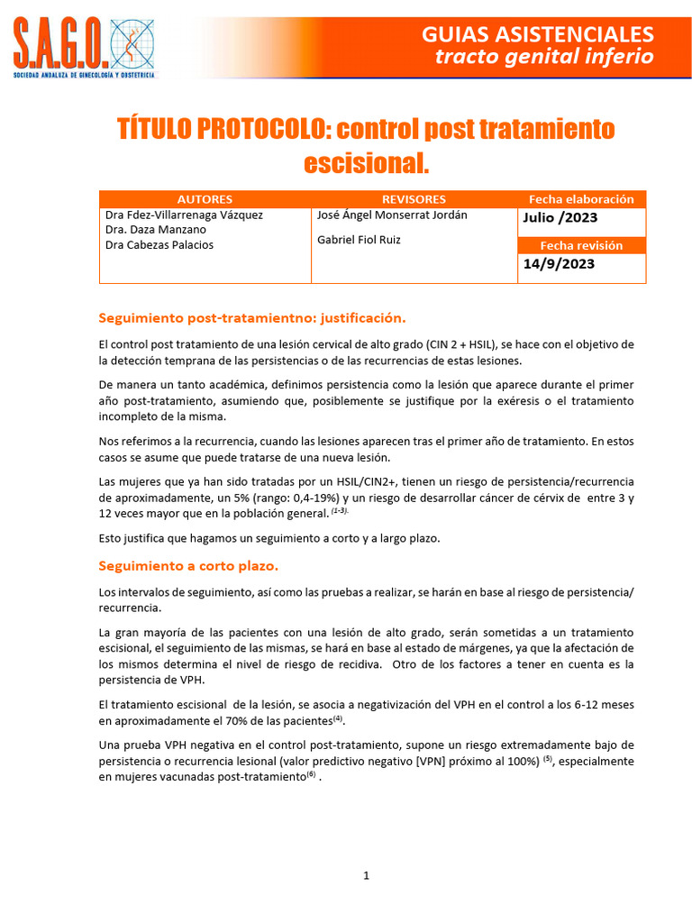 Control Post Cono | PDF | Medicina CLINICA | Especialidades Medicas