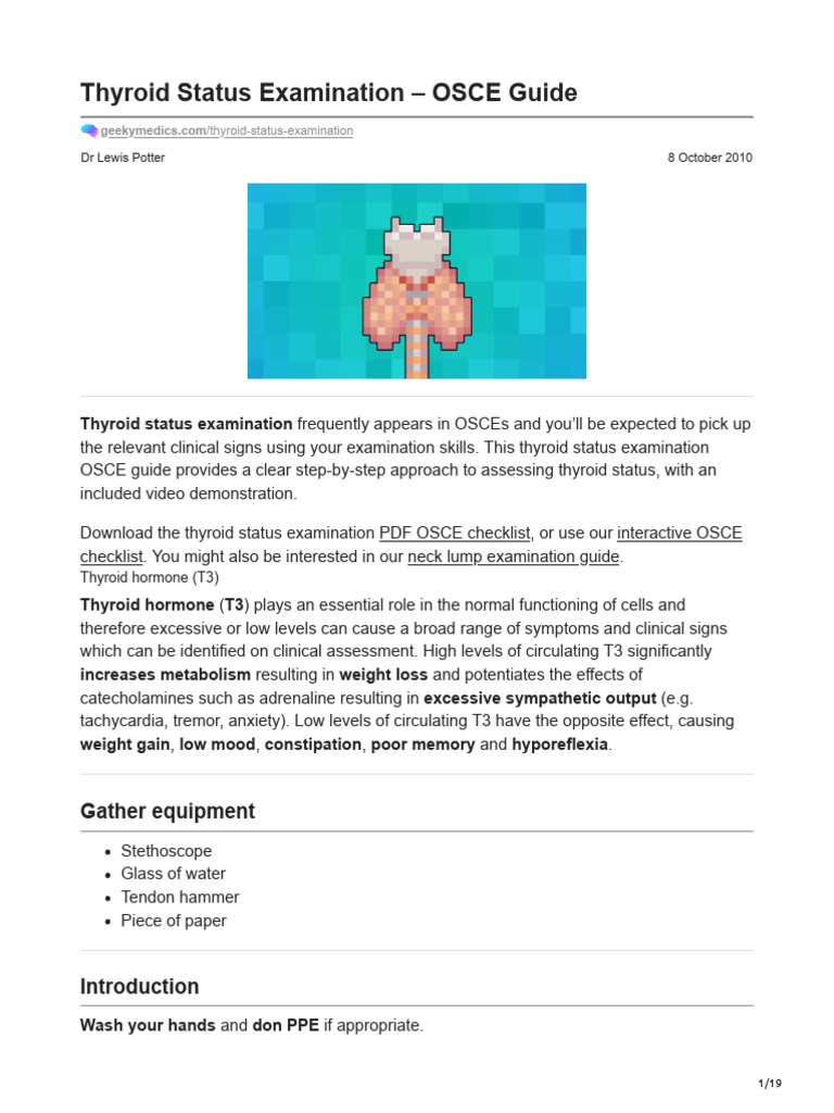 Thyroid Exam Guide for OSCE Prep | PDF | Thyroid | Hyperthyroidism