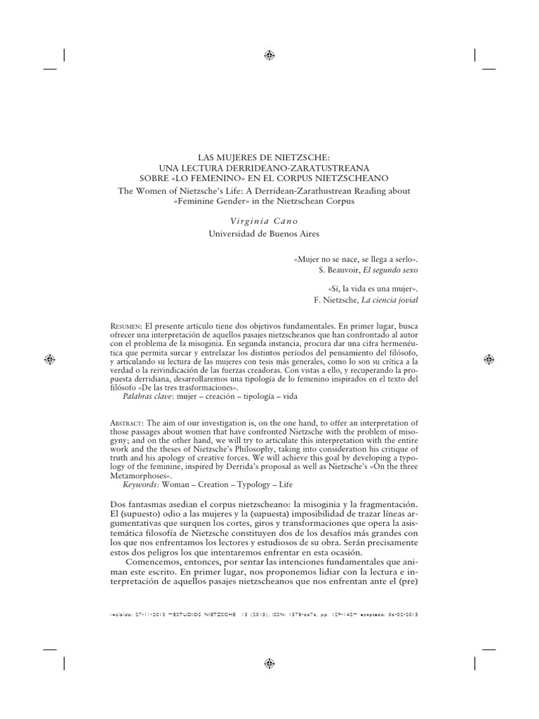 Las Mujeres de Nietzsche Una Lectura Der | PDF | Friedrich Nietzsche | Verdad