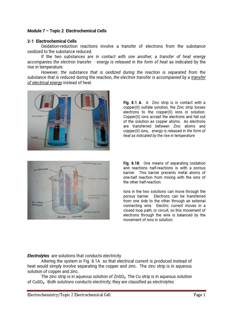 M6 Topic 3 Electrochemical Cells | PDF | Electrochemistry | Redox
