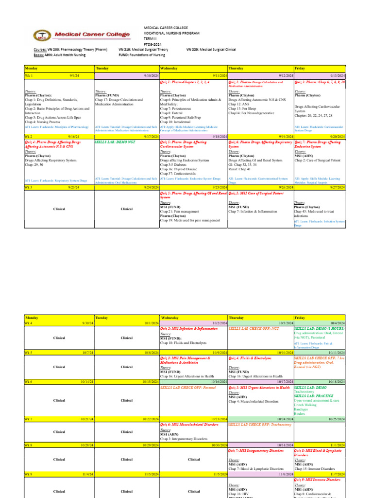 Term 2 Calendar (Cleaned Up) | PDF | Diseases And Disorders | Medical ...