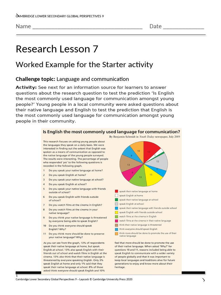 Research Lesson 7 Worked Example For The Starter Activity | PDF