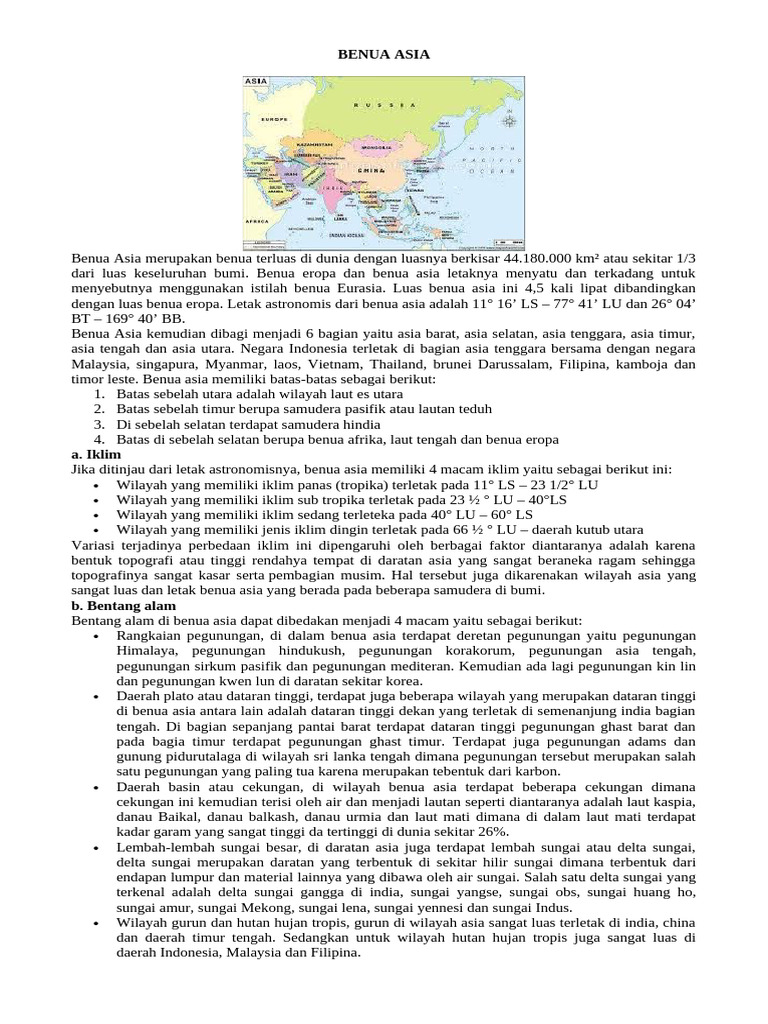 Makalah Benua Benua Di Dunia | PDF