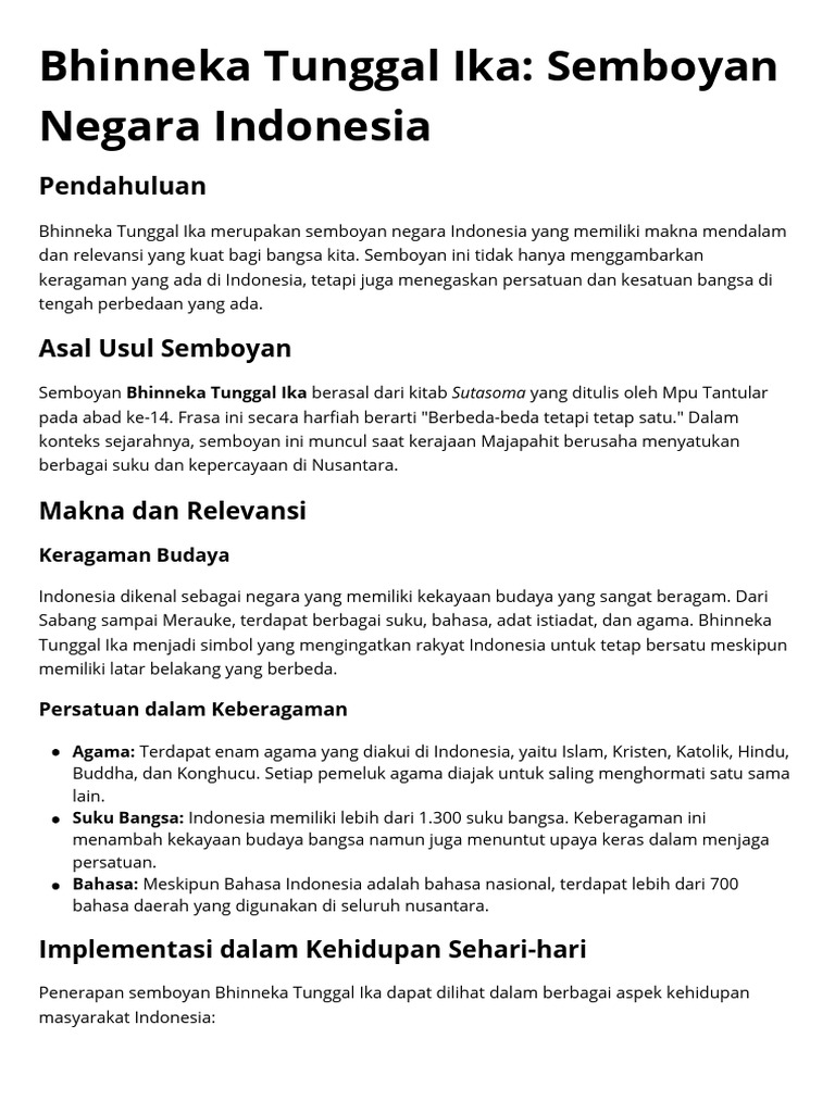 Bhinneka Tunggal Ika Semboyan Negara Indonesia - 20241023 - 172125 ...