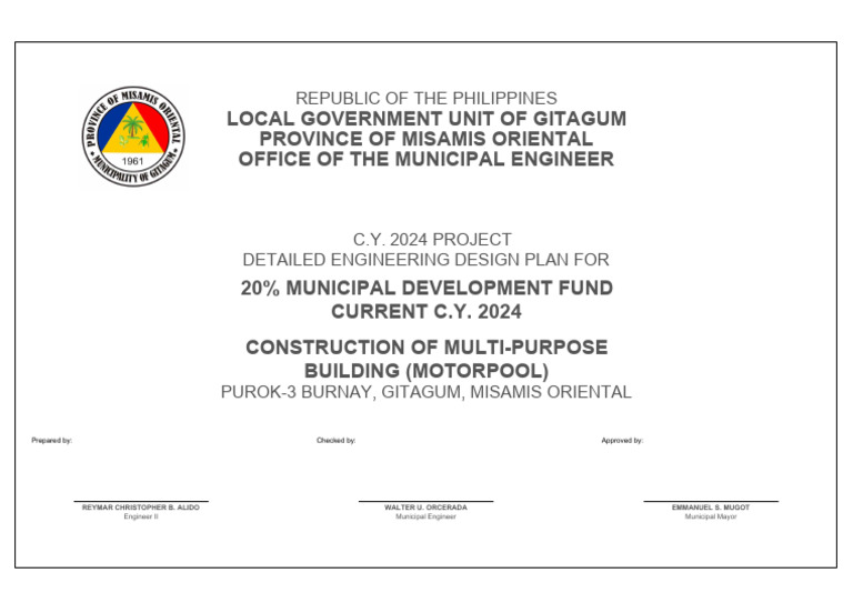 Motorpool Building Design for Gitagum | PDF