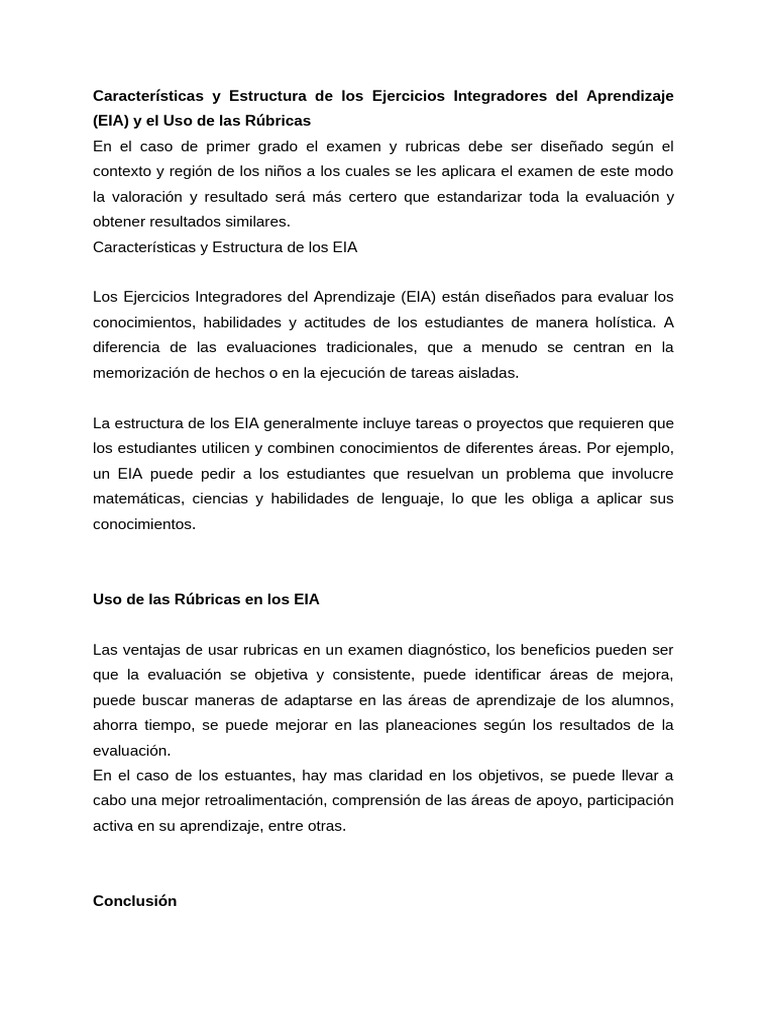 Características y Estructura de Los Ejercicios Integradores Del Aprendizaje (EIA) y El Uso de ...