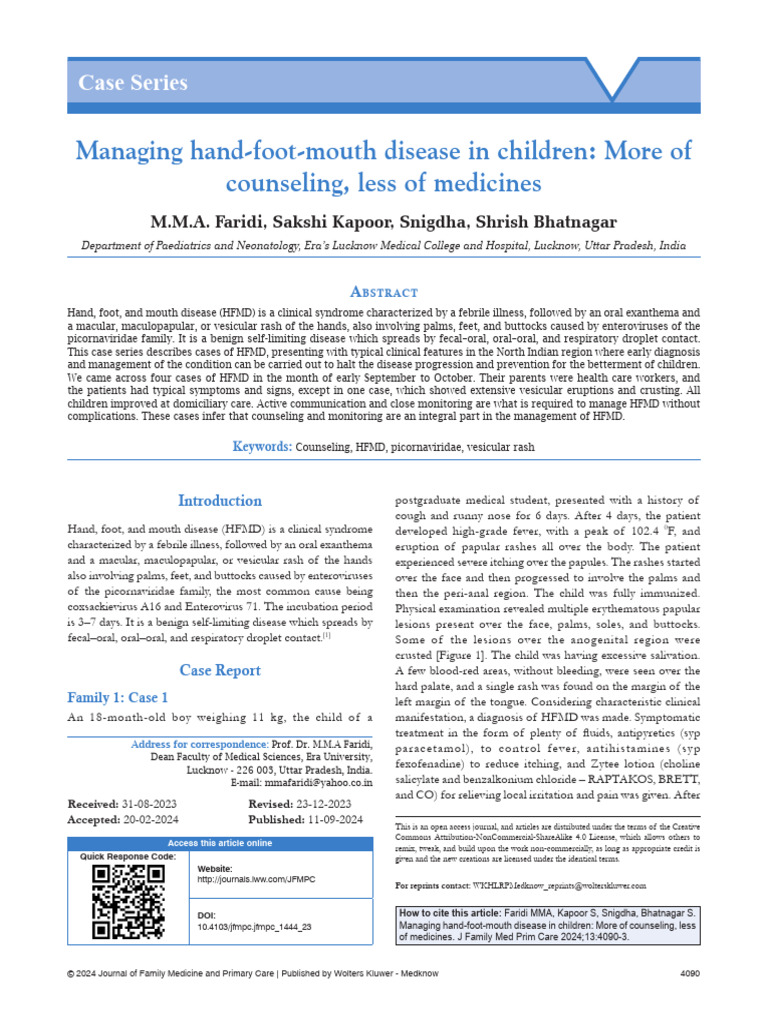 Managing Hand Foot Mouth Disease in Children More.92 | PDF | Diseases ...