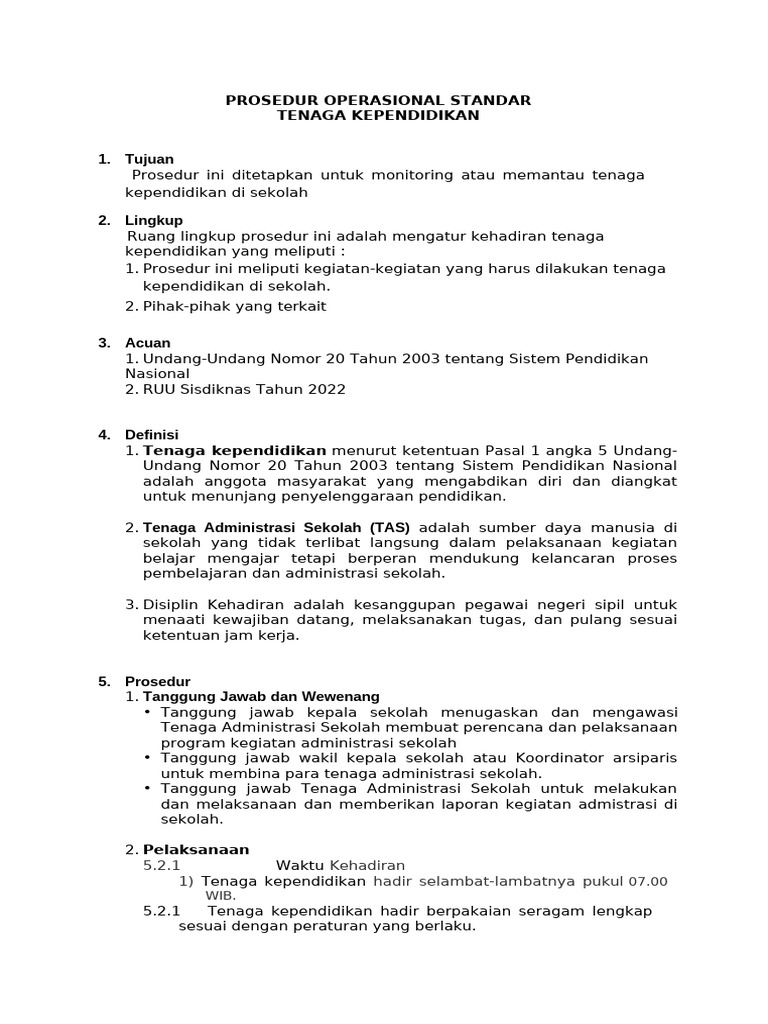 Sop Guru Tendik 2024 | PDF