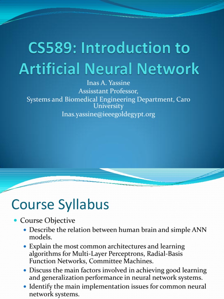 Lec# 1 - Introduction To ANN | PDF | Artificial Neural Network ...