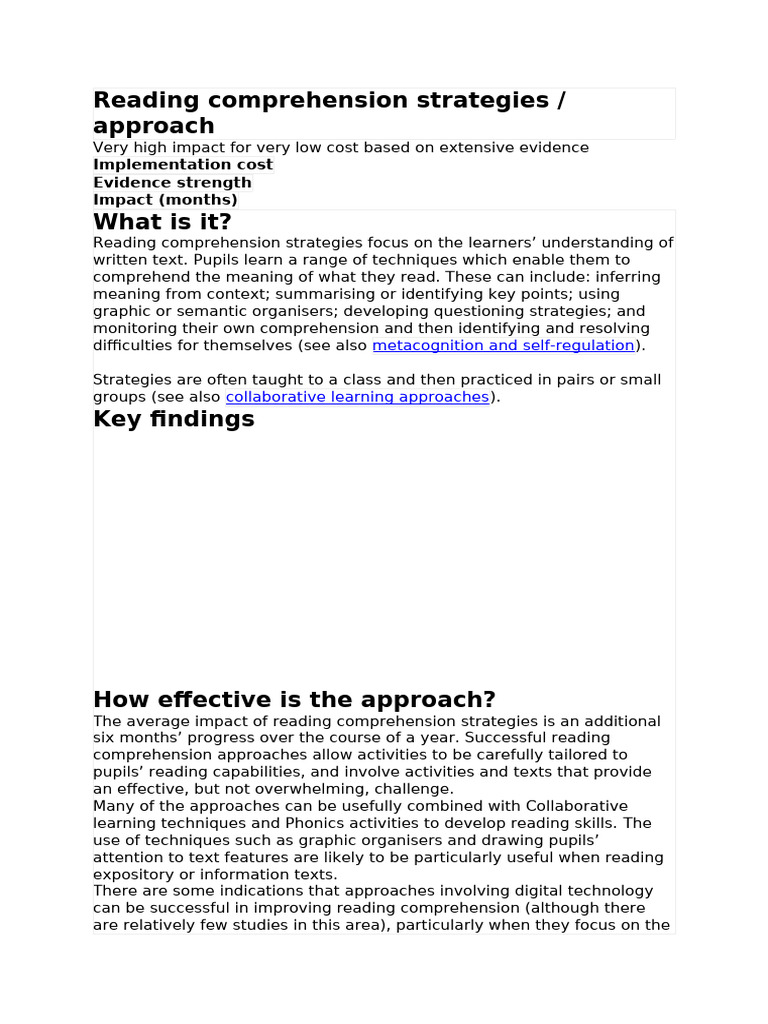 Reading Comprehension Strategies | PDF | Reading Comprehension | Phonics