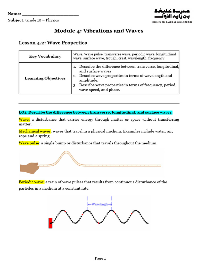 Wave Properties: Types and Characteristics | PDF | Waves | Frequency