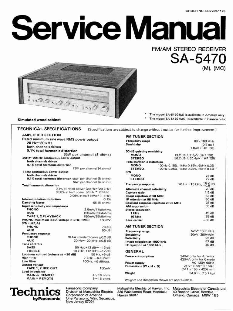 Hfe Technics Sa-5470 M MC Service en | PDF