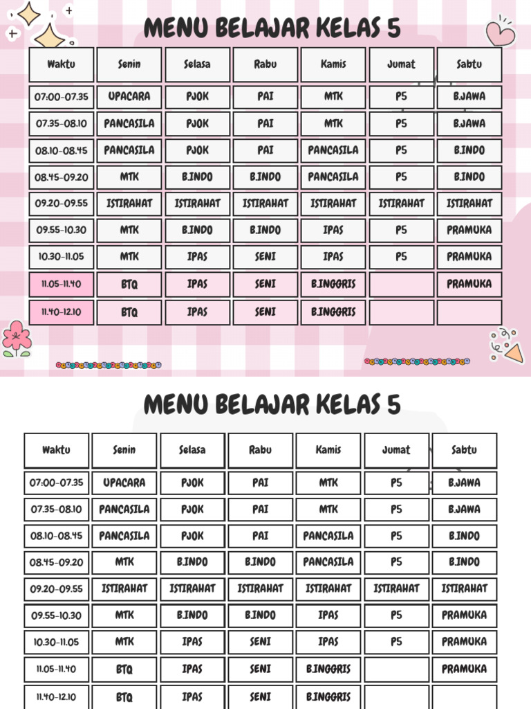 Pink and Black Cute Playful School Timetable | PDF