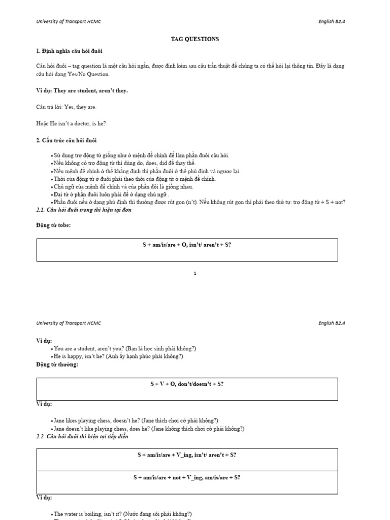 Tag Questions | PDF