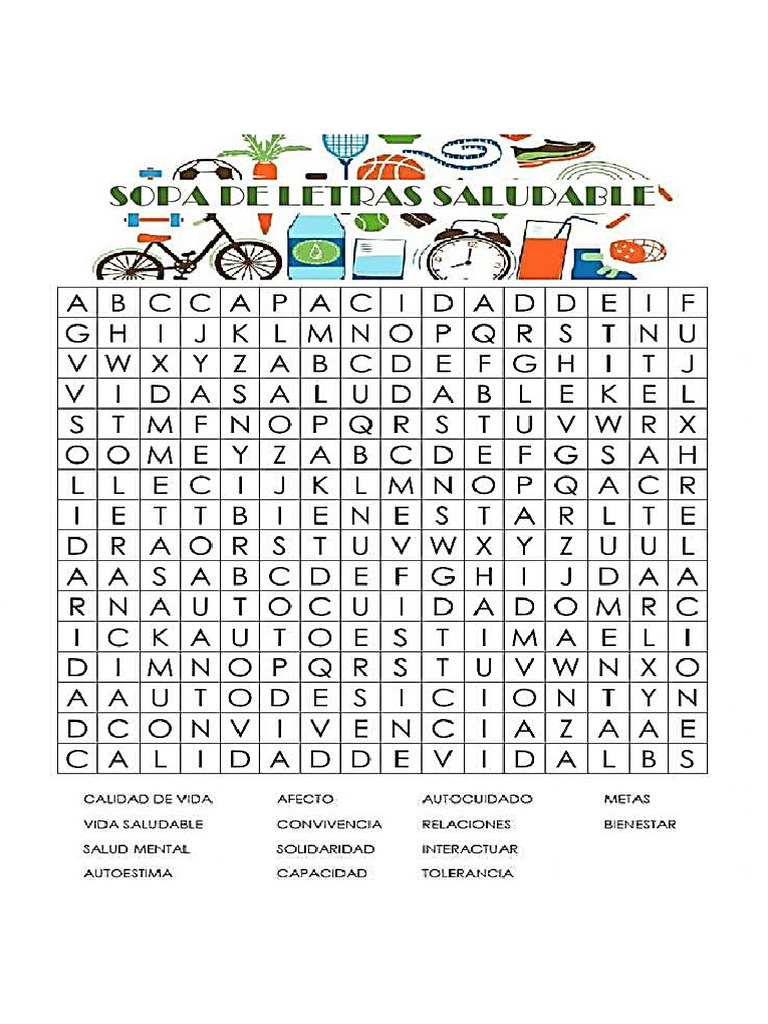 Sopa Letras Vida Saludable | PDF