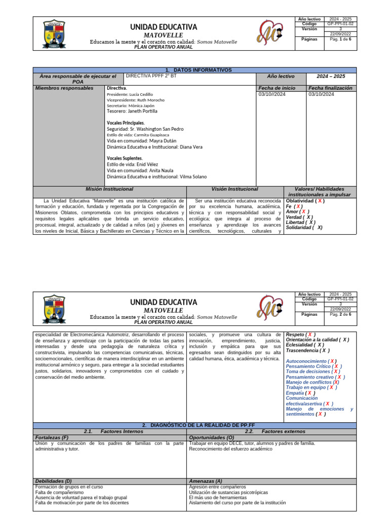 Poa PPFF 2024-2025 | PDF | Enseñando | Cognición