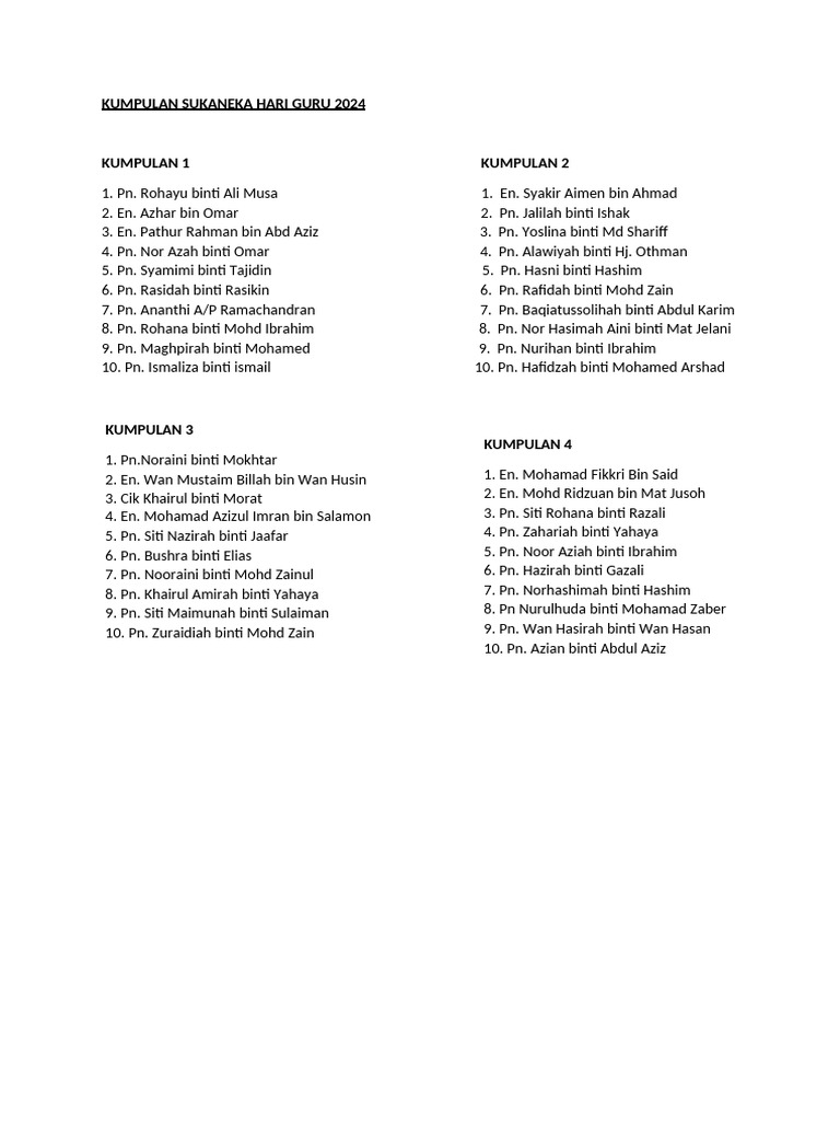 Kumpulan Hari Guru | PDF