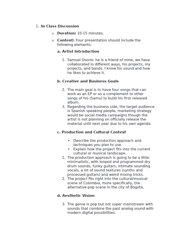 Artistic Profile Template | PDF