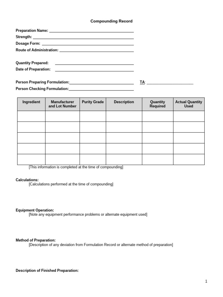 DPH Compounding Record | PDF | Science & Mathematics