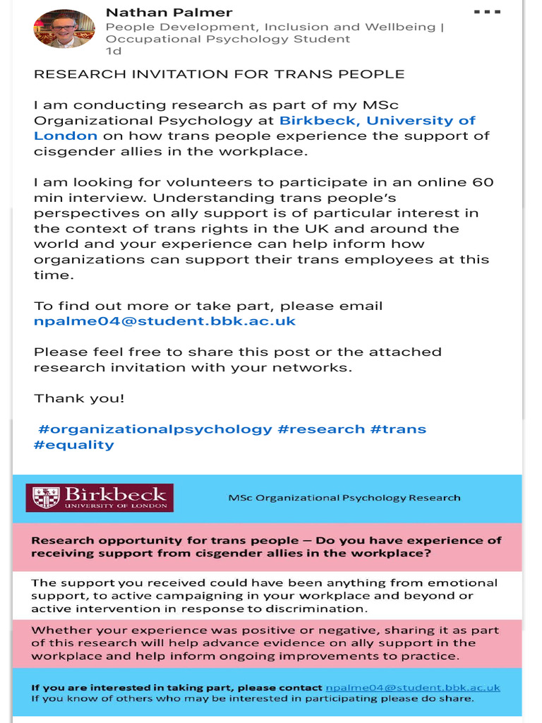 Nathan Palmer On LinkedIn #Organizationalpsychology #Research #Trans ...