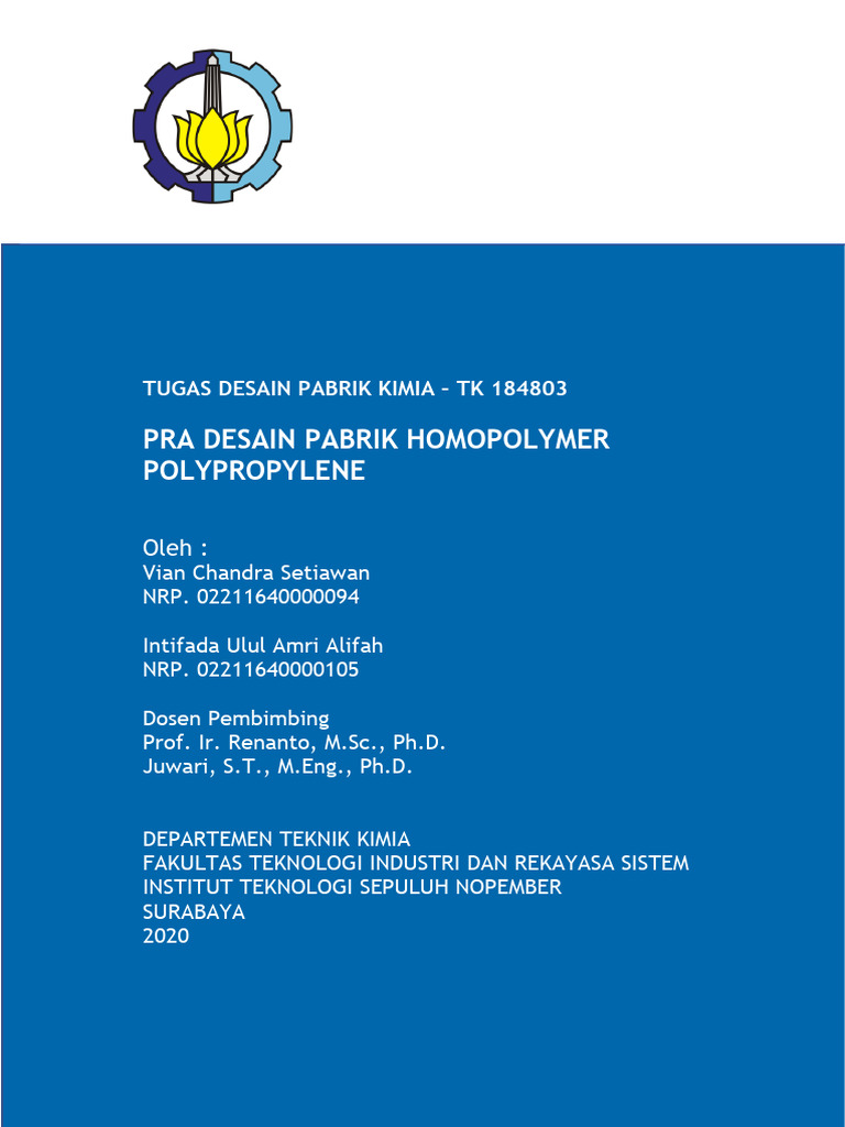 Pra Desain Pabrik Homopolymer | PDF