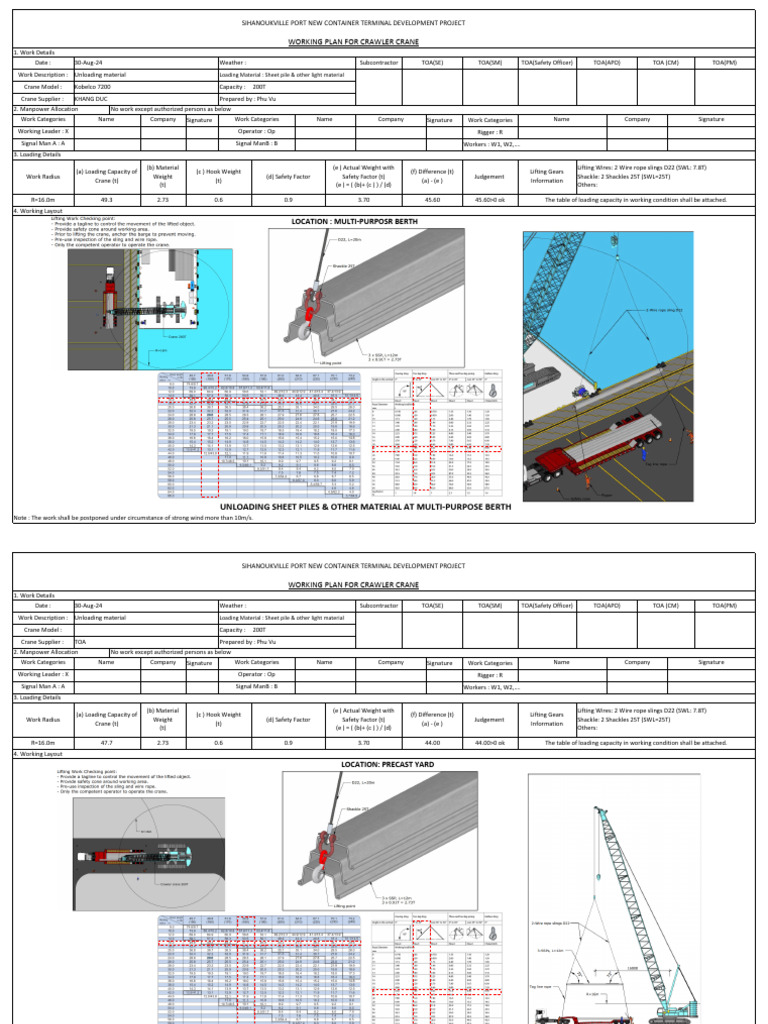 Lifting Permit For Sheet Pile & Other Material | PDF | Crane (Machine ...