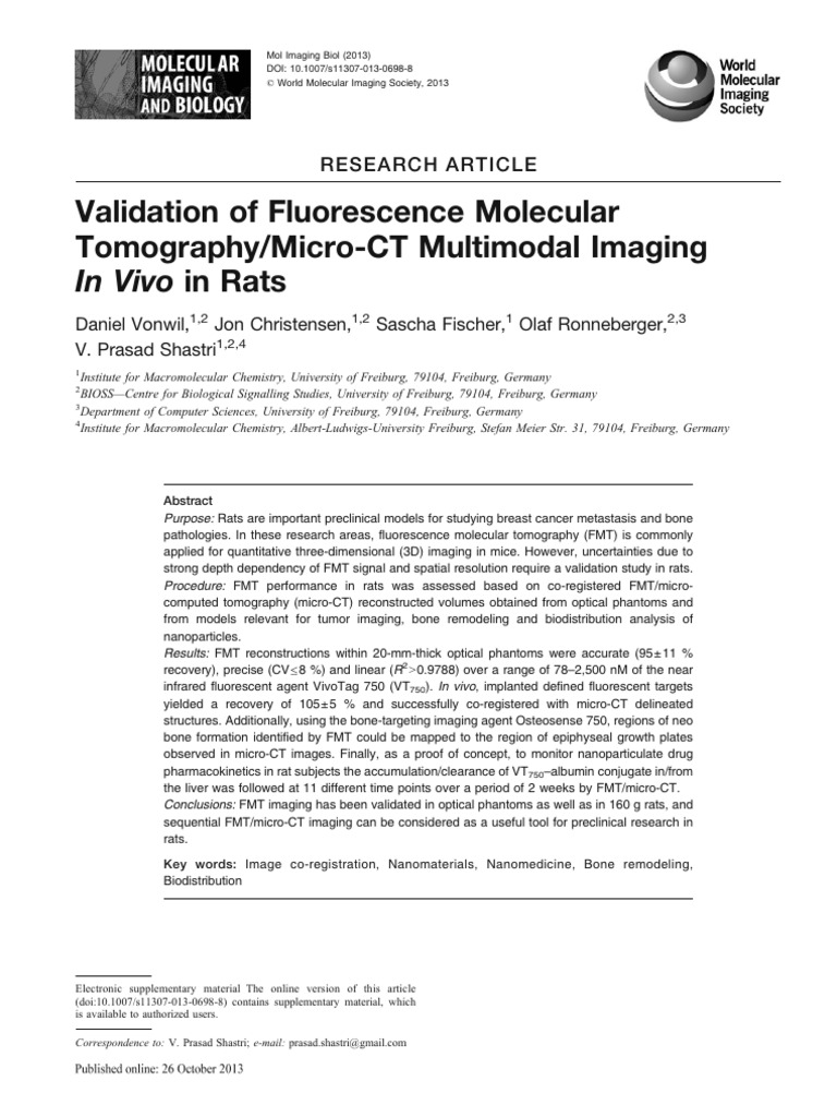 Validation of Fluorescence Molecular Tomography Micro-CT Multimodal ...