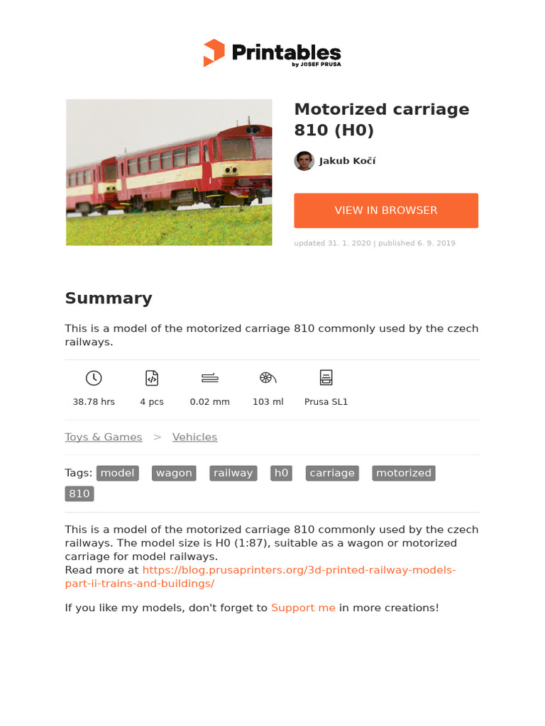 Czech Railways Motorized Carriage Model | PDF | Computers