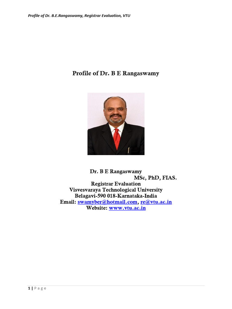 Profile of Dr. B E Rangaswamy | PDF