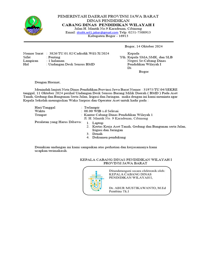 Undangan Rekon Sensus BMD 2024 | PDF