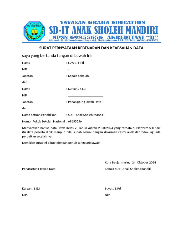 Surat Pernyataan Skhu | PDF