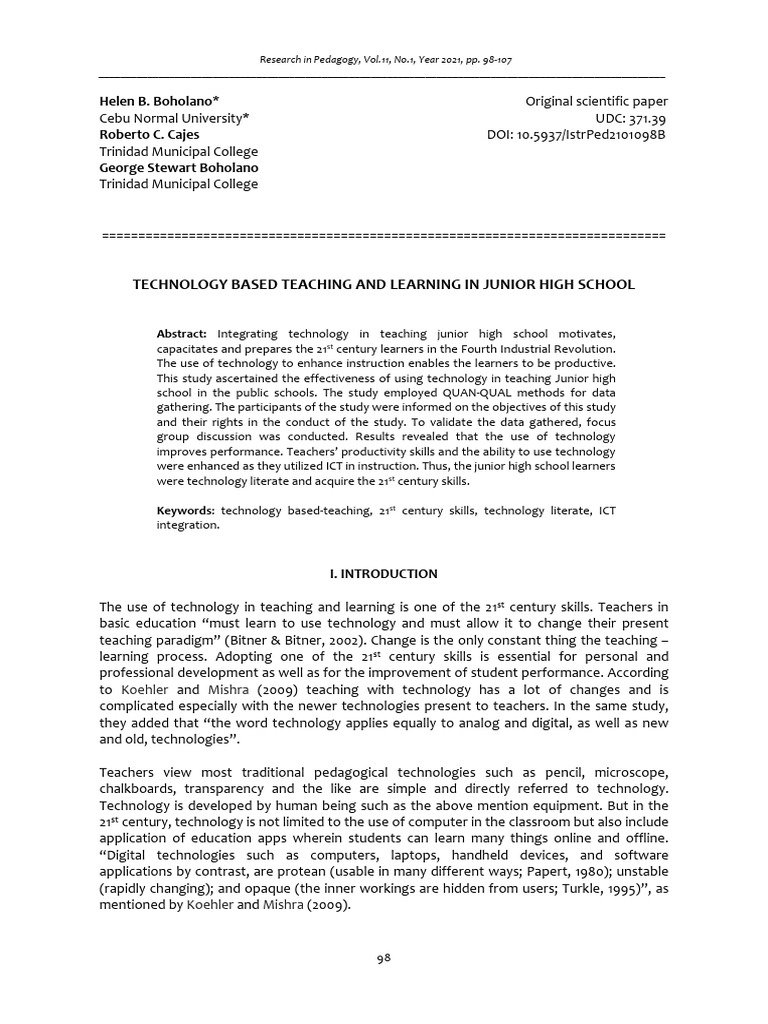 EJ1317249 | PDF | Educational Technology | Teachers