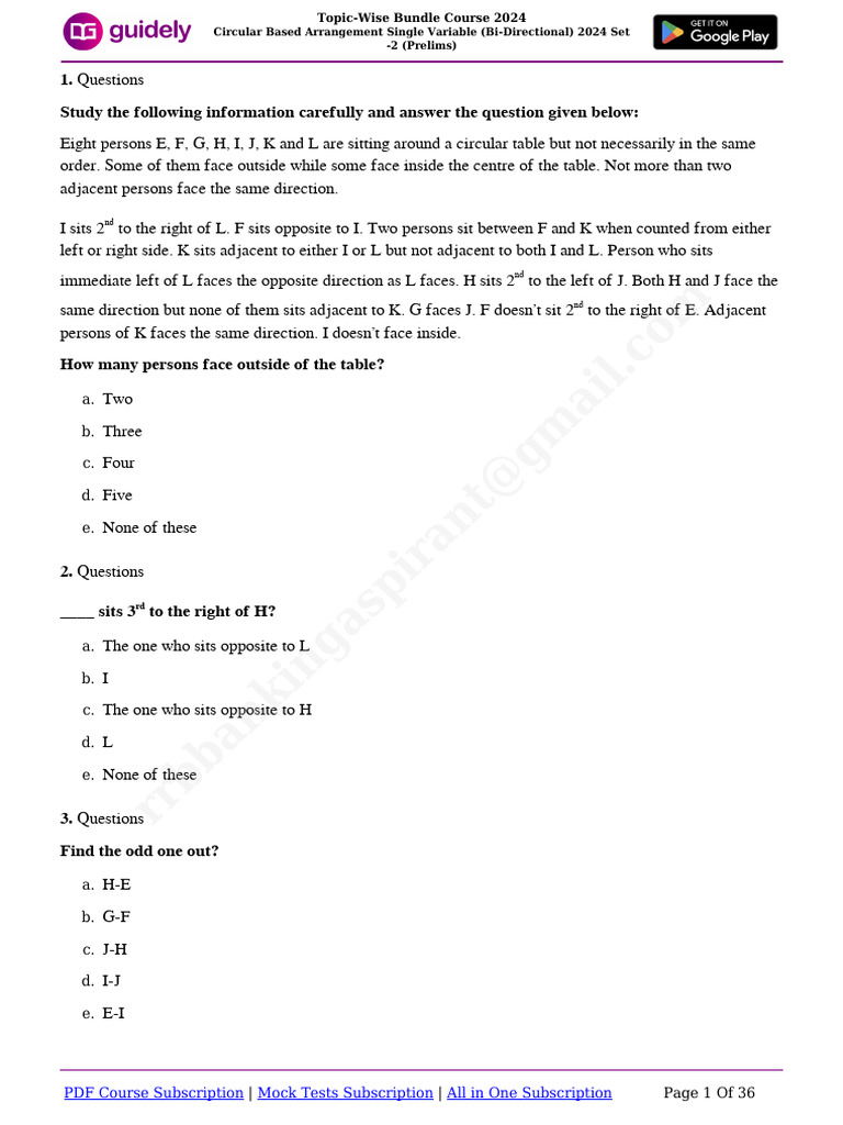 Circular Arrangement - Single Variable Bi-Directional Set - 2 | PDF