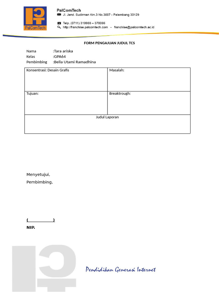 Form Pengajuan Judul PKL-TCS Baru | PDF
